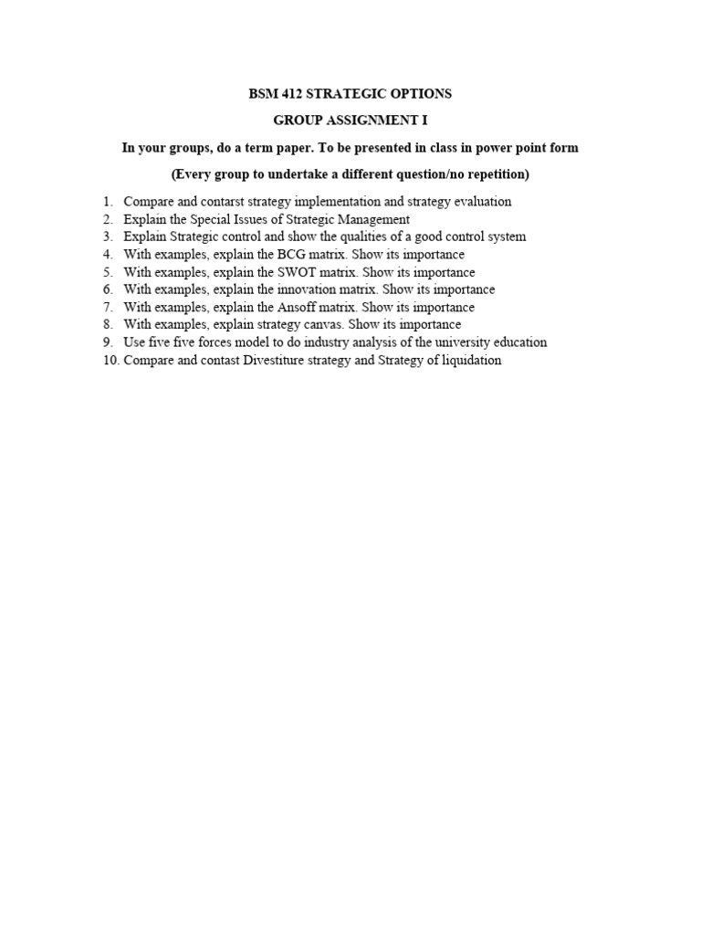 Bsm 412 Assignment i | PDF