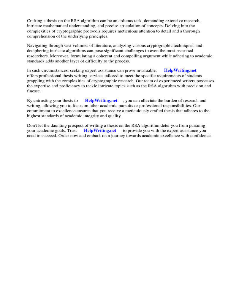 Rsa Algorithm Thesis | PDF Rsa Algorithm Thesis | PDF