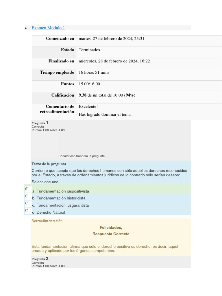 Examen Módulo 1 - Curso Basico de Derechos Humanos | PDF | Derechos humanos | Derechos