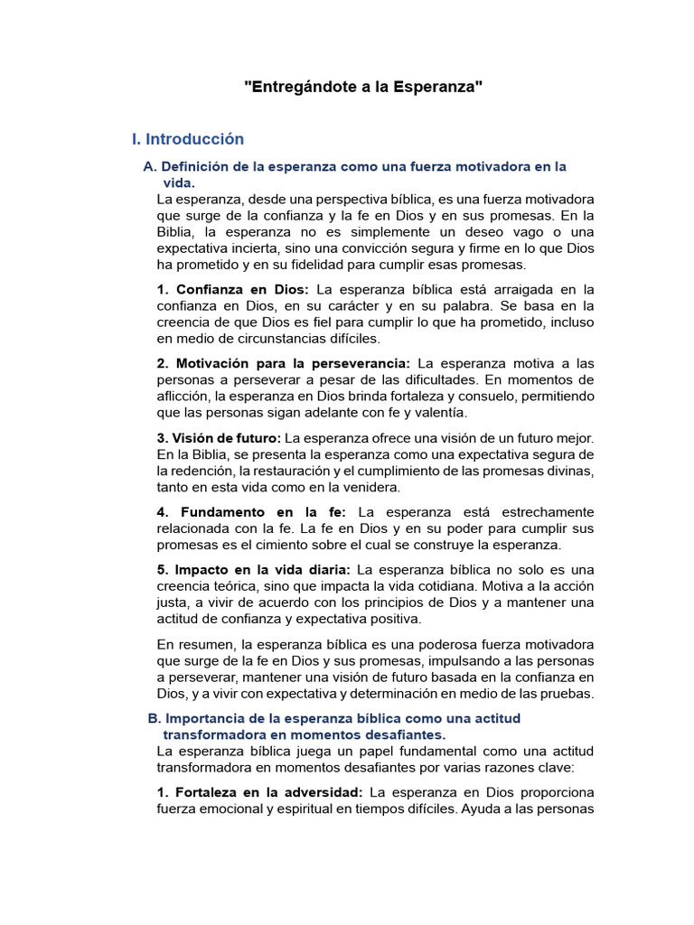 Bosquejo Entregandote A La Esperanza | PDF | Fe | Resiliencia psicológica