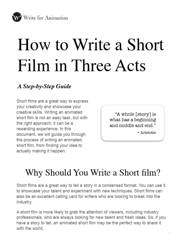 How To Write A Short Film by Write For Animation v.01 | PDF | Plot ...