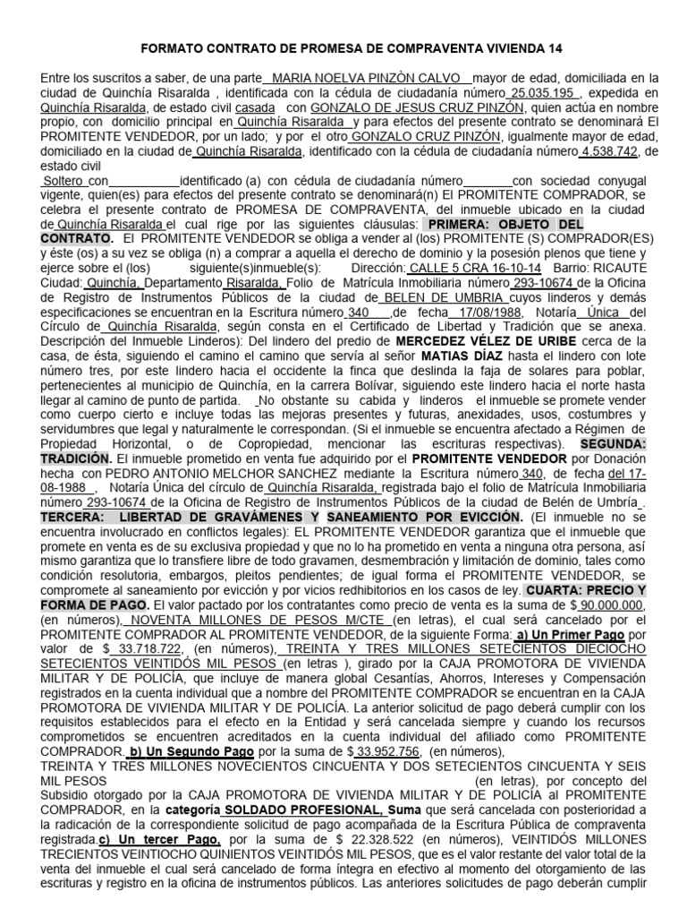 Formato Promesa Compraventa Vivienda 14 | PDF | Ley común | Justicia