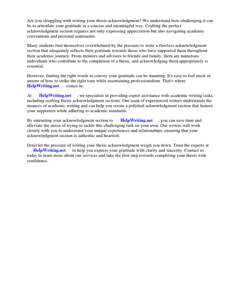 Thesis Acknowledgment Sample PDF | PDF | Thesis