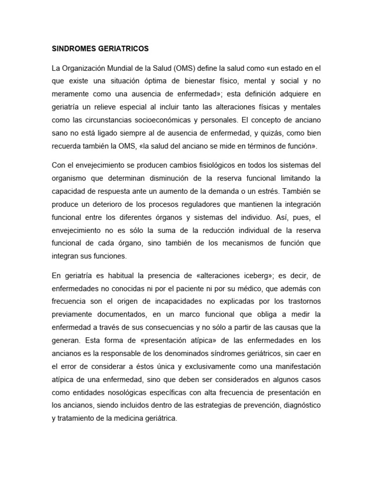 SINDROMES GERIATRICOS Corto | PDF | Enfermedad de Alzheimer | Demencia