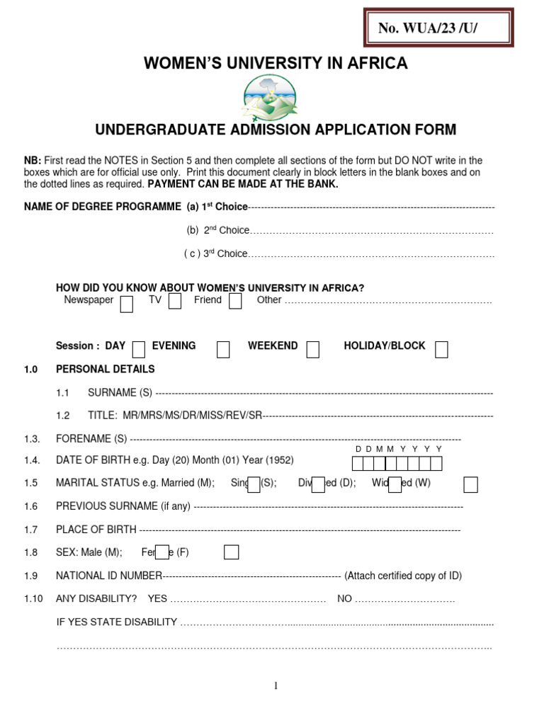 Women's University Application Form | PDF | Guarantee | Justice