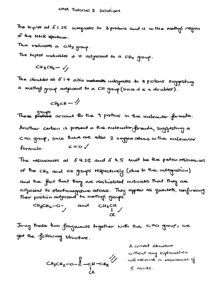 NMR Tutorial 3 Solutions | PDF
