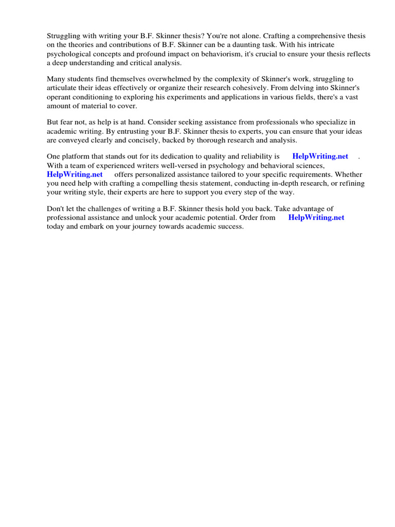 BF Skinner Thesis | PDF | Behaviorism | Reinforcement