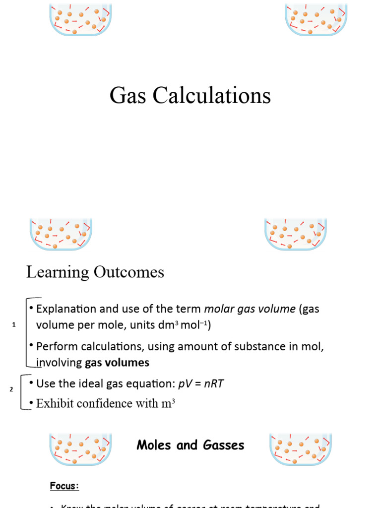 Gas Calculations NJT | PDF | Mole (Unit) | Gases