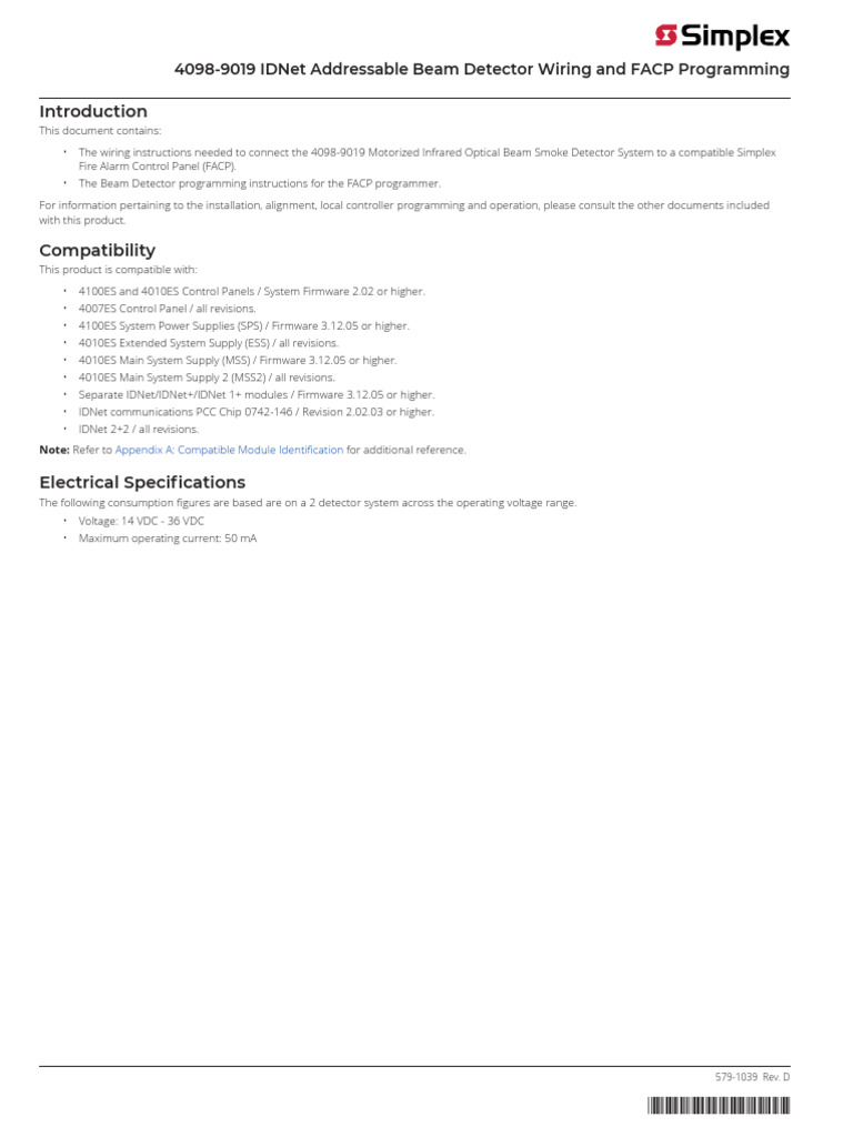 4098-9019 Beam Detector Wiring Guide | PDF | Electricity | Manufactured ...