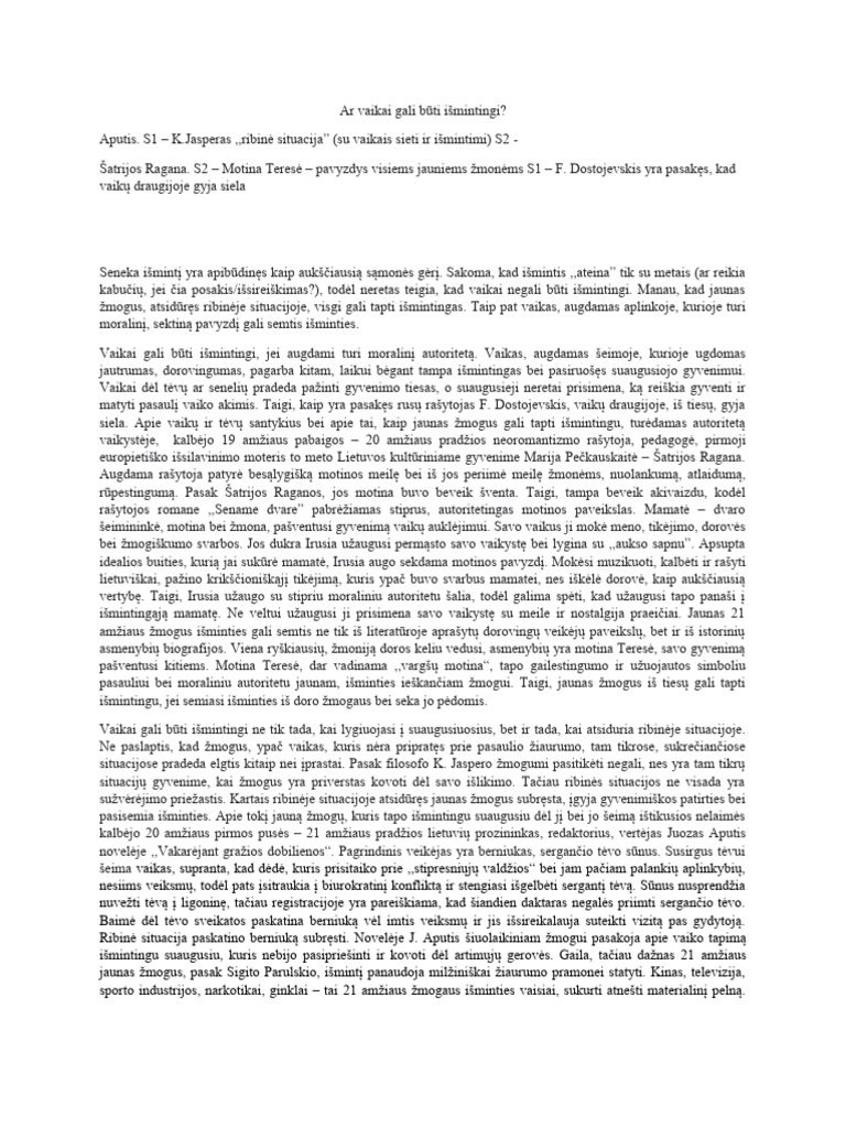 Ar Vaikai Gali BÅ Ti IÅ¡Mintingi (Nemoku - LT) 2 | PDF