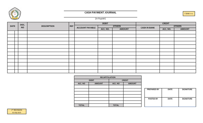 Cash Payment Journal Template | PDF