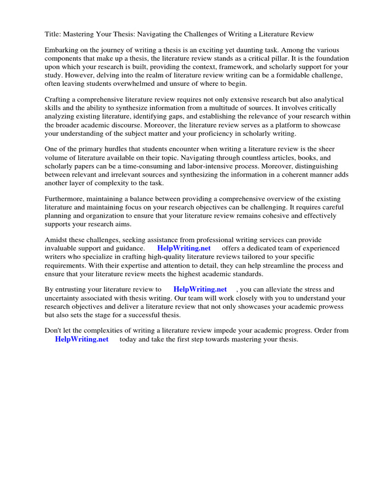 Literature Review in Thesis Sample | PDF | Thesis | Essays