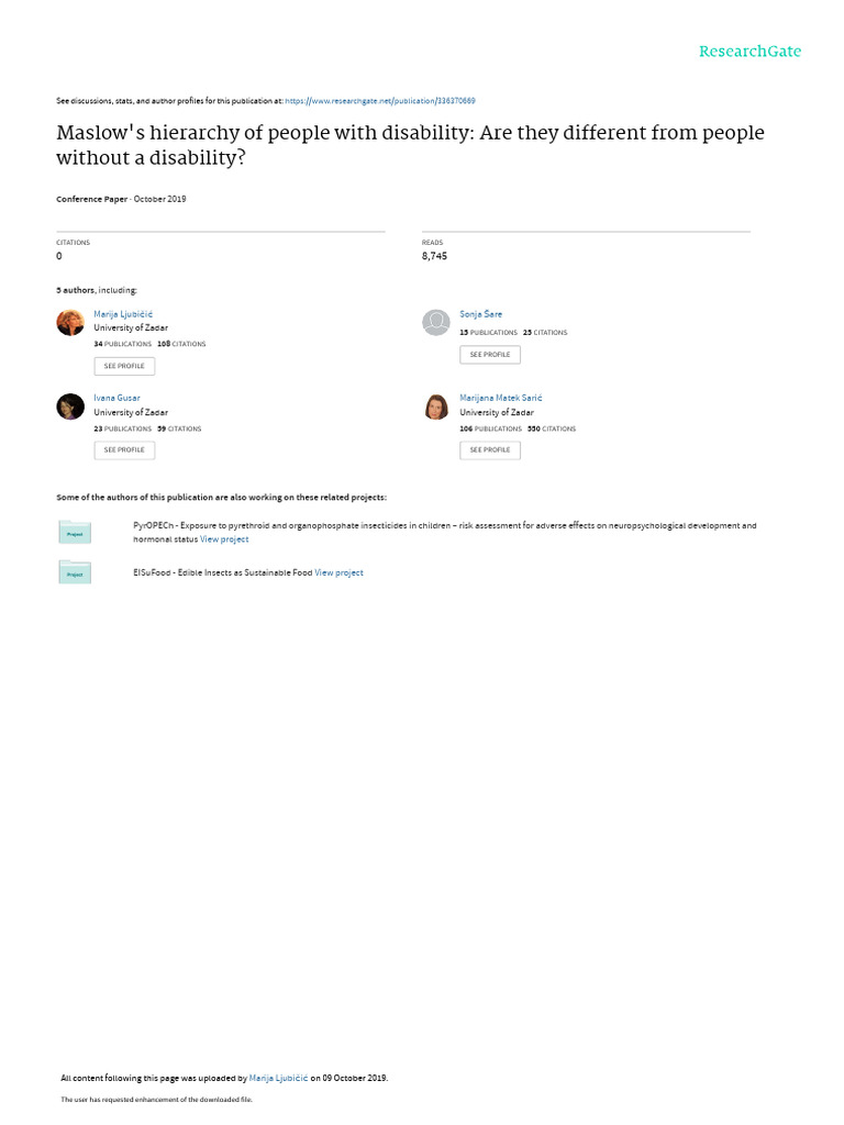 Maslow's Hierarchy of People With Disability: Are They Different From ...