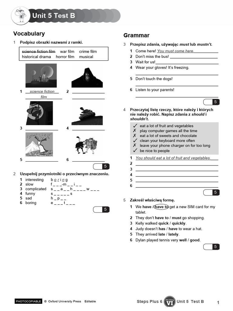 Steps Plus VI Test U5 B - Kopia | PDF