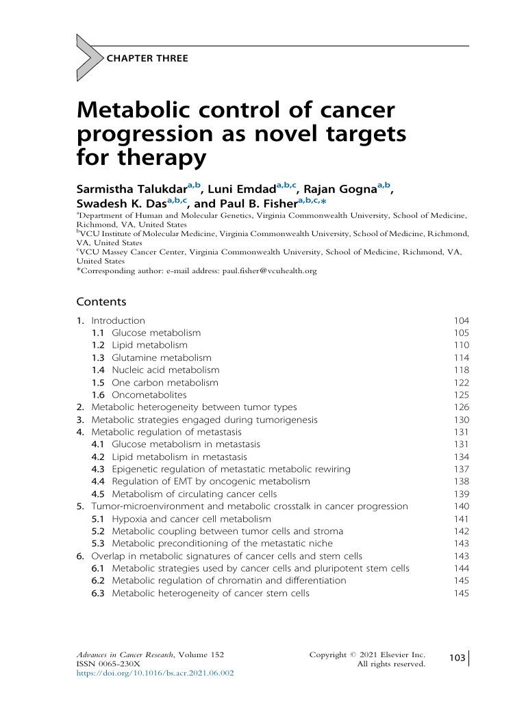 Metabolic Control of Cancer 2021 | Download Free PDF | Biosynthesis ...