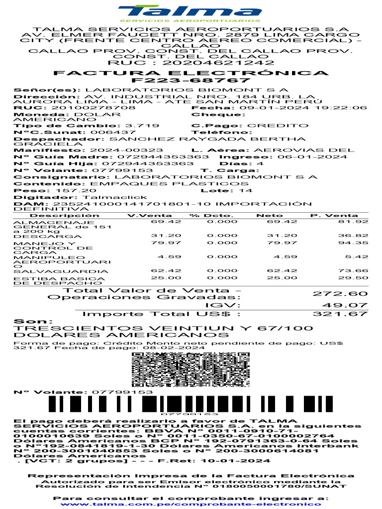 Factura Talma 381 | PDF