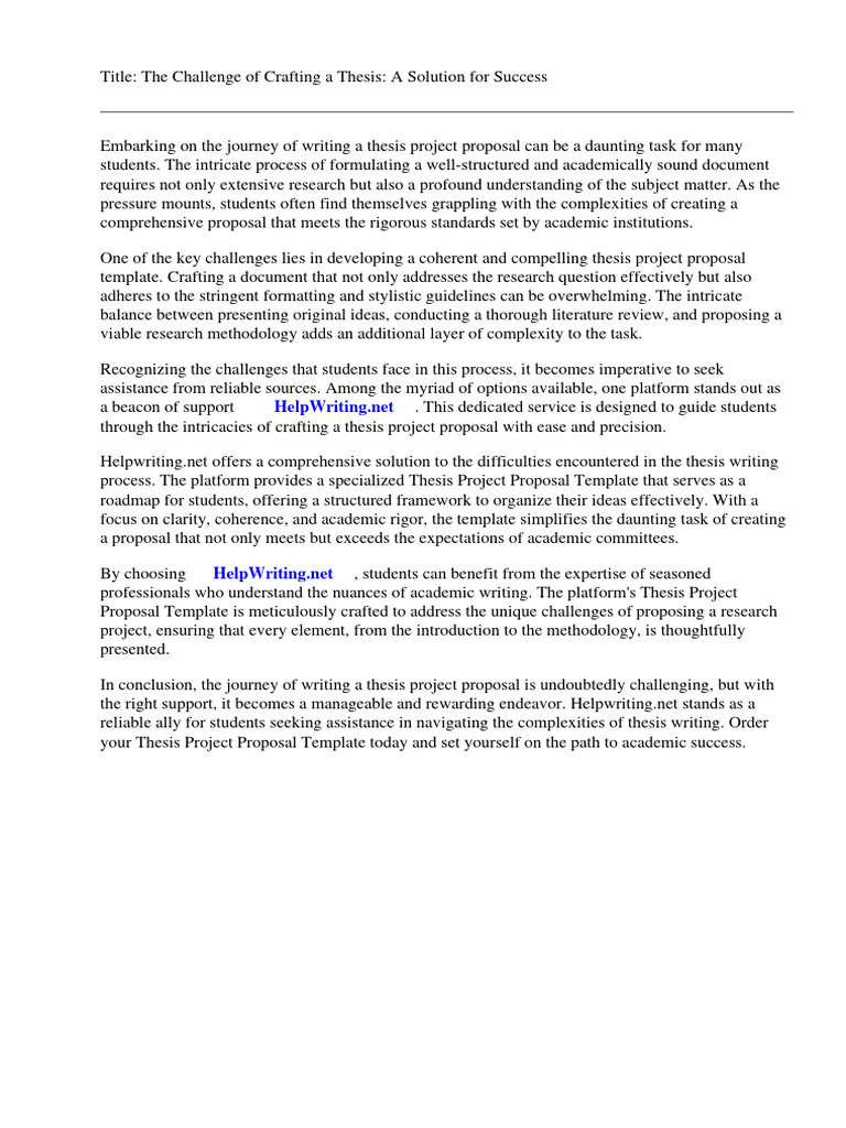 Thesis Project Proposal Template | Download Free PDF | Thesis | Methodology