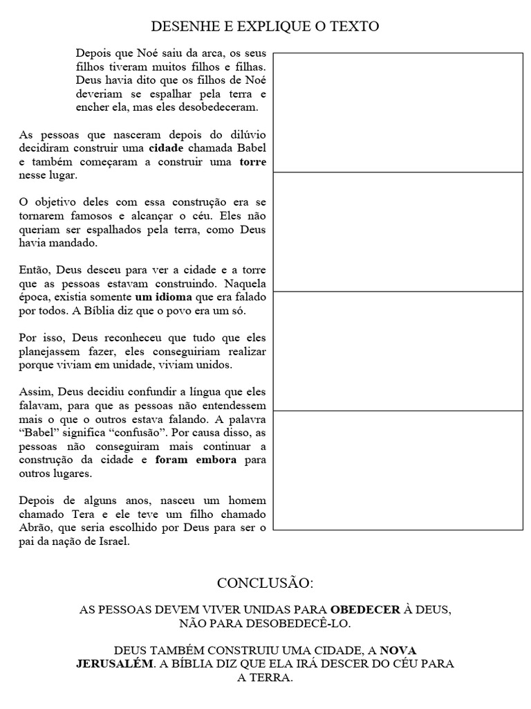 A Torre de Babel - Desenhe e Explique o Texto | PDF