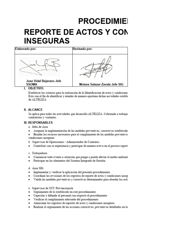 PR Sig SST 007 Procedimiento de Reporte de Actos y Condiciones ...
