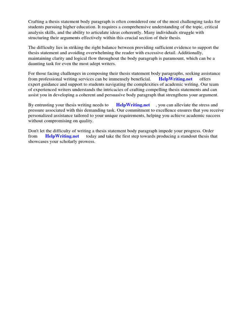 Mastering Thesis Statement Body Paragraphs | PDF | Essays | Paragraph