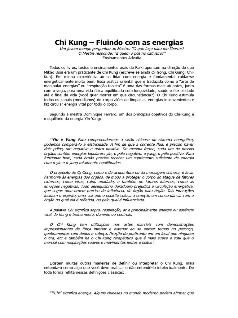 Chi Kung: Práticas e Benefícios Energéticos | PDF | QI | Qigong