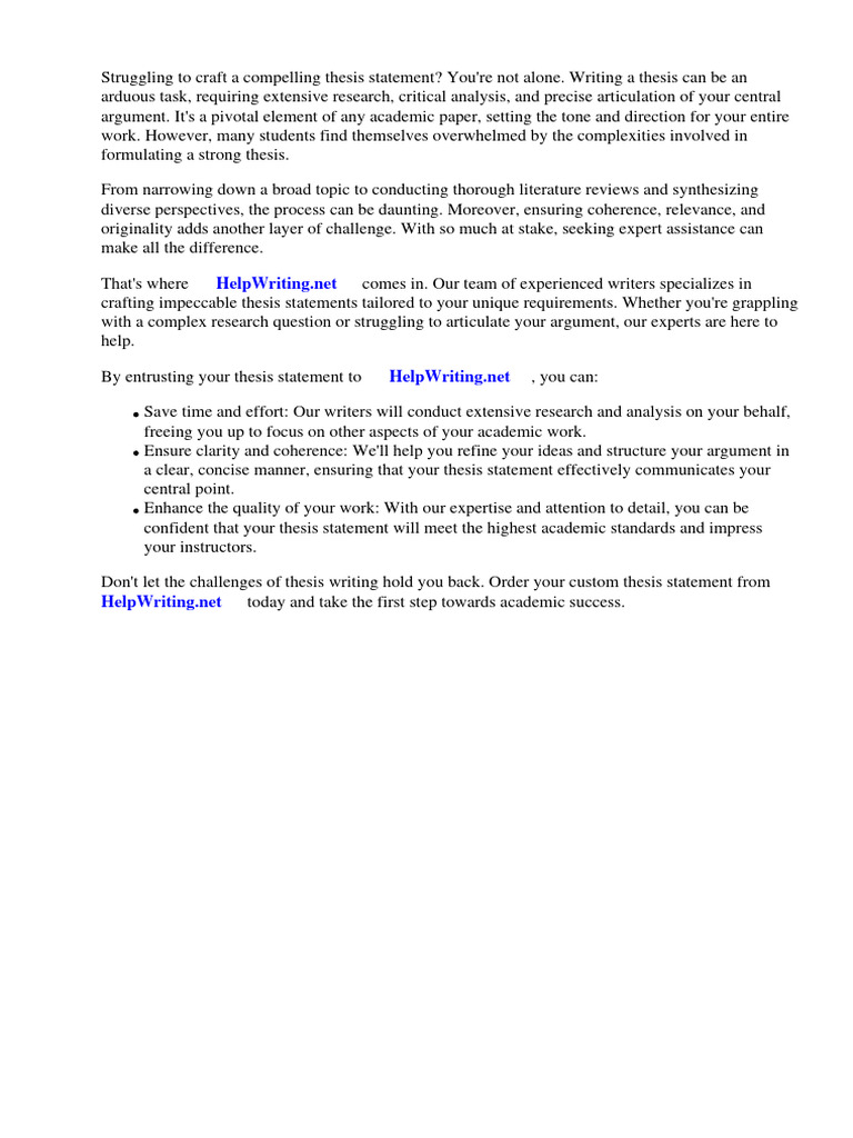 Help Me Build A Thesis Statement | PDF | Essays | Thesis