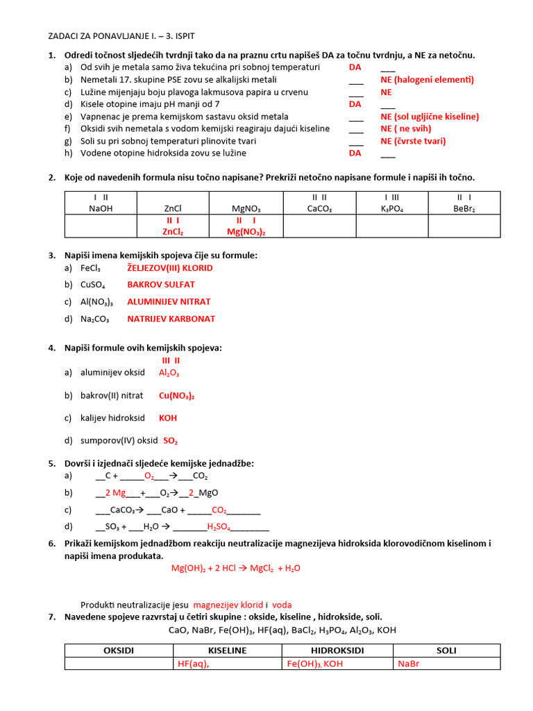 RJEŠENJA - Zadaci Za Ponavljanje - Osmi | PDF