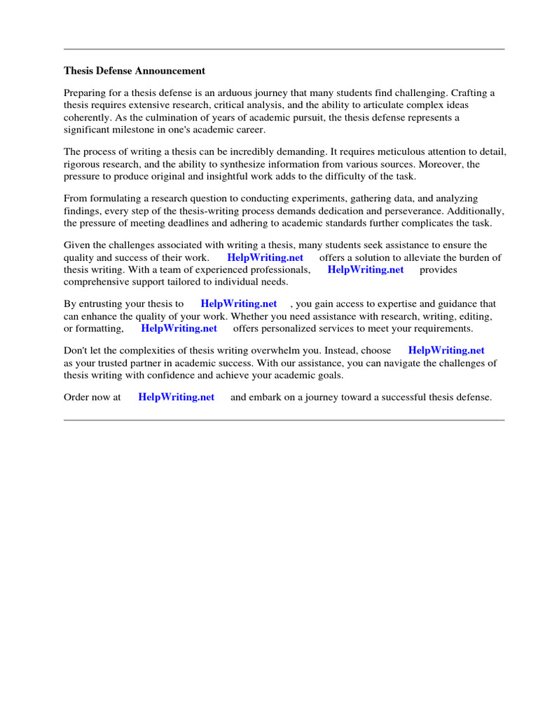 Thesis Defense Announcement | PDF | Thesis | Knowledge
