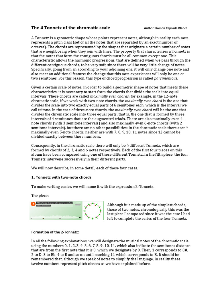 The 4 Tonnetz of The Chromatic Scale | PDF | Interval (Music) | Scale ...
