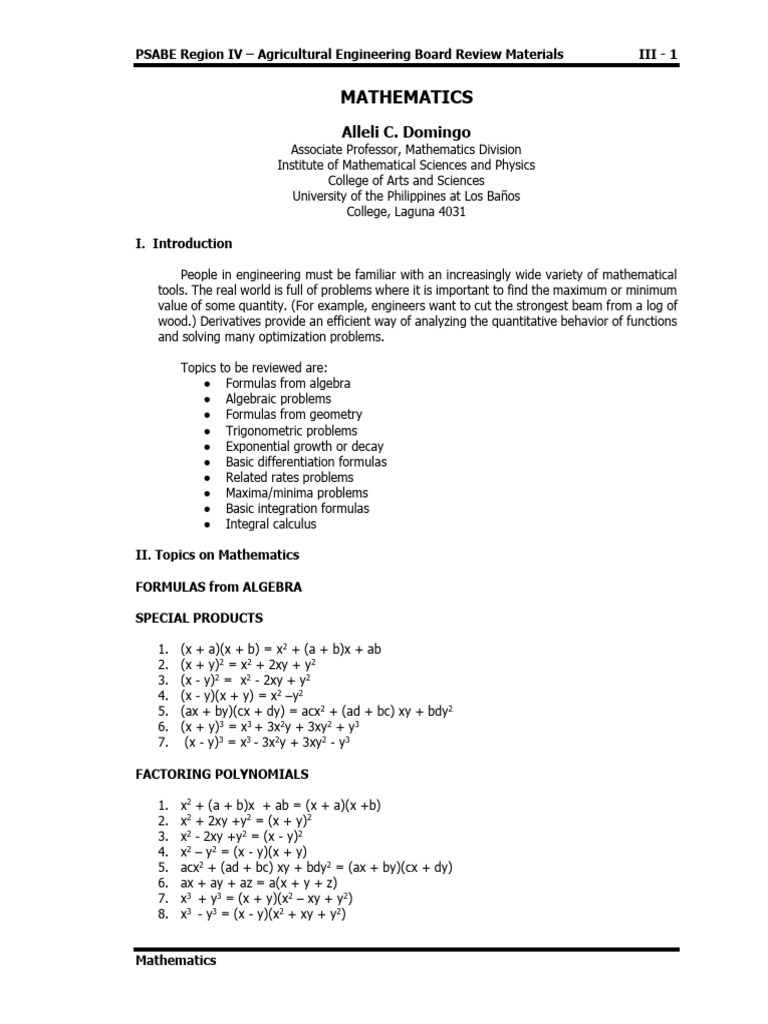 Mathematics Lecture Handout | PDF Mathematics Lecture Handout | PDF