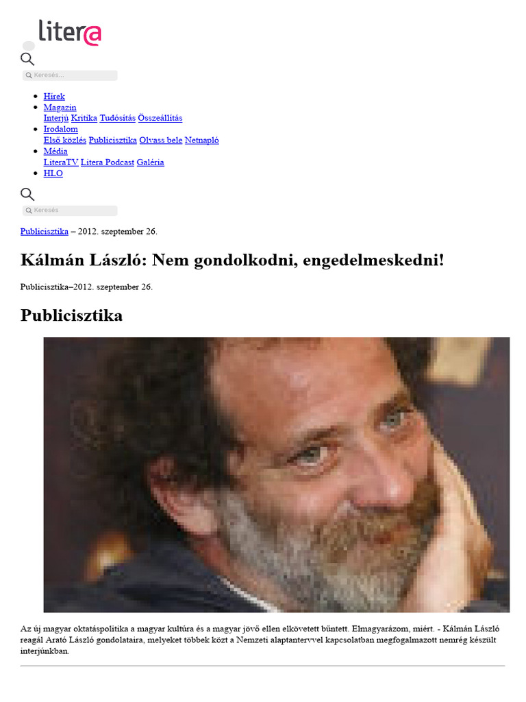 Kálmán László: Nem Gondolkodni, Engedelmeskedni! Publicisztika | PDF