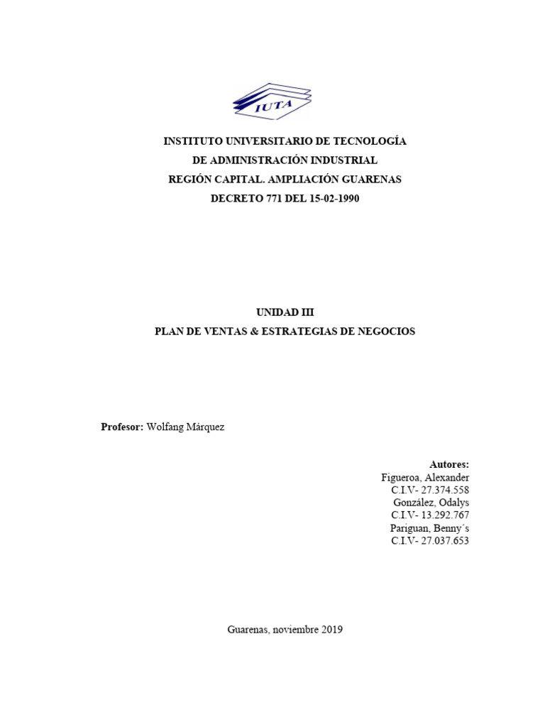 Plan De Ventas Y Estrategias De Negocios Pdf Marketing Publicidad
