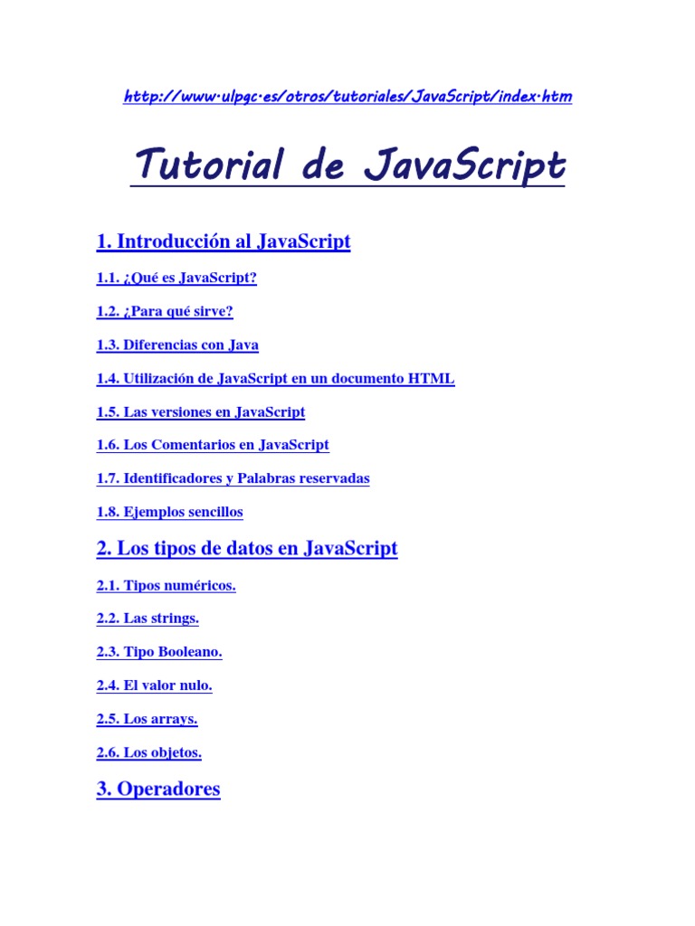 Tutorial De Javascript Pdf Script Java Lenguaje De Programación