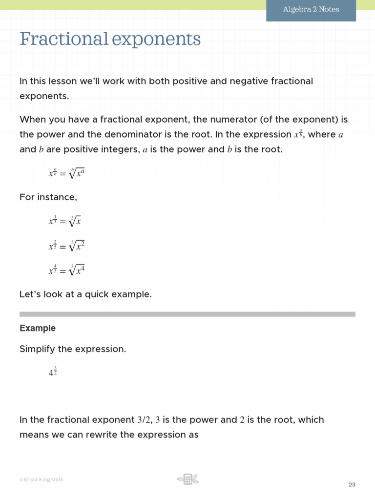 Fractional Exponents | PDF