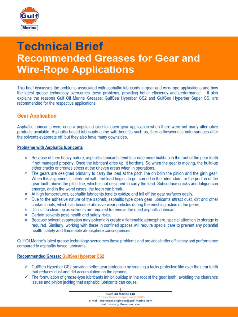 TB009-Recommended Greases For Gear and Wire-Rope Applications | PDF