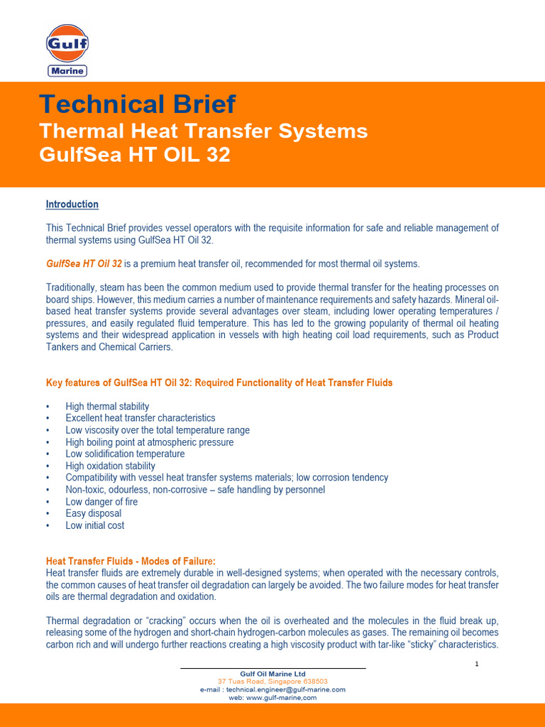 GulfSea HT Oil 32 Technical Brief | PDF | Heat Transfer | Coolant