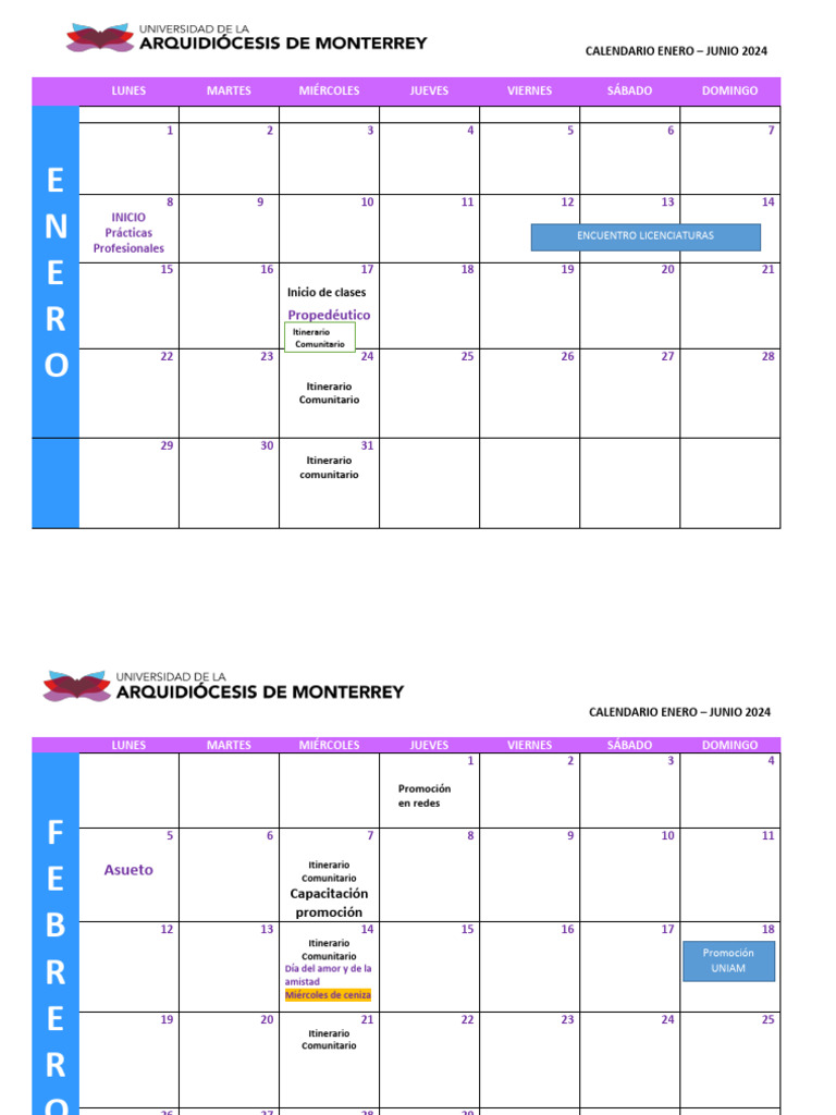 Calendario Alumnos Ej24 | PDF