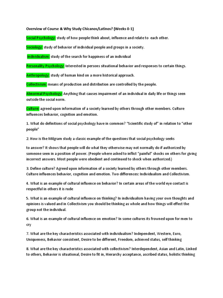 Chicano Latino Study Guide | PDF | Causality | Attachment Theory