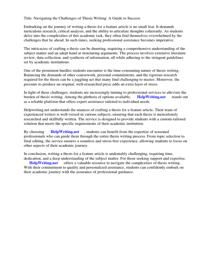 How To Write A Thesis For A Feature Article | PDF
