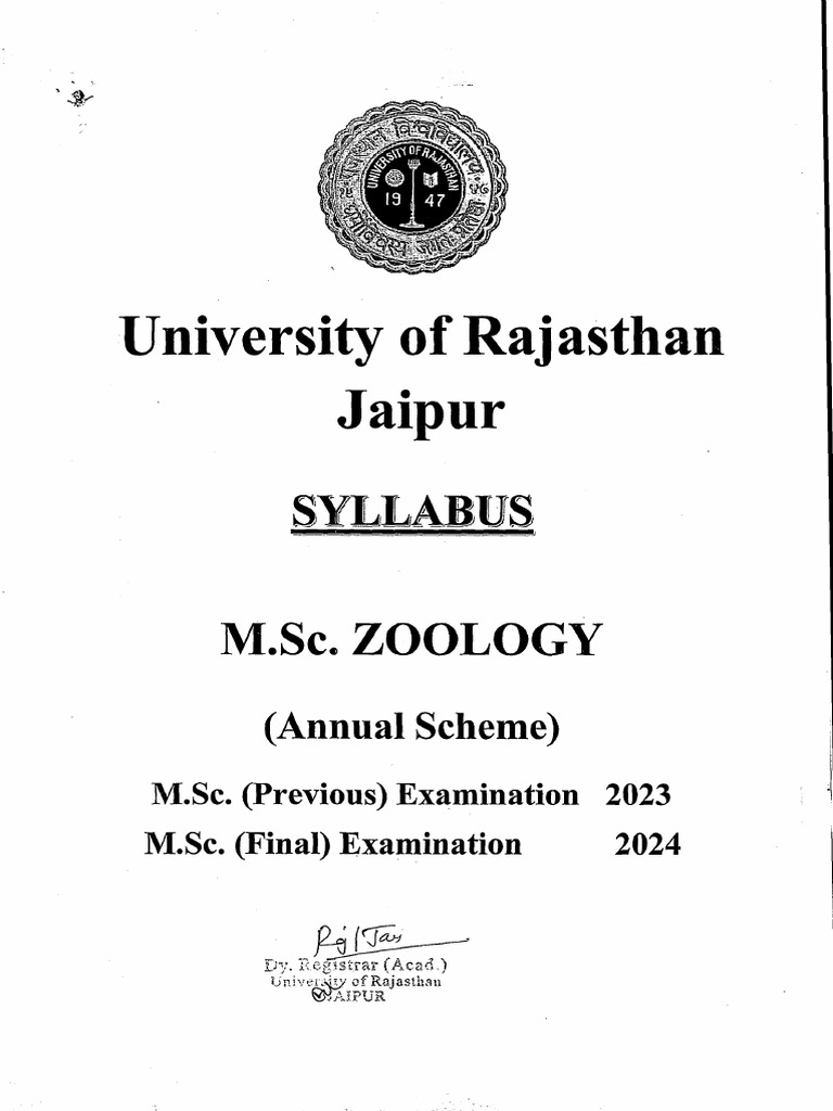 M.Sc. Zoology Annual Scheme 2023-24 | PDF