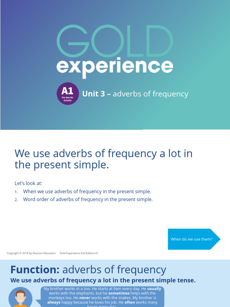 Gold - Exp - Grammar - PPT - Adverbs of Frequency | PDF | Adverb | Verb