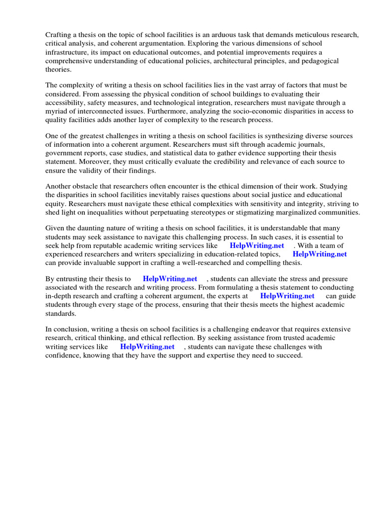 Thesis School Facilities | PDF | Governance | Critical Thinking Thesis School Facilities | PDF | Governance | Critical Thinking