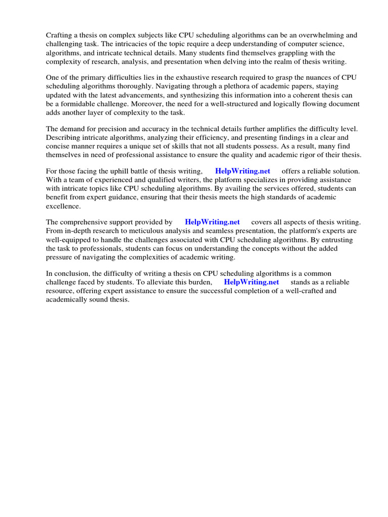 Thesis Cpu Scheduling Algorithms | PDF | Scheduling (Computing) | Process (Computing)