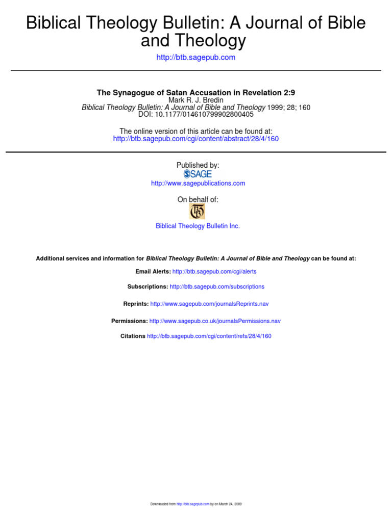 Synagogue of Satan in Revelation 2:9 | PDF | Book Of Revelation | Satan