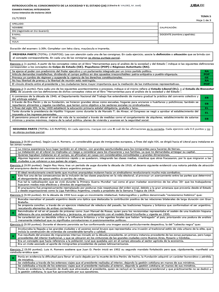 ICSE B - CII 2023 - Tema 5 - CLAVES DE CORRECCIÓN | PDF | Anarquismo | Business