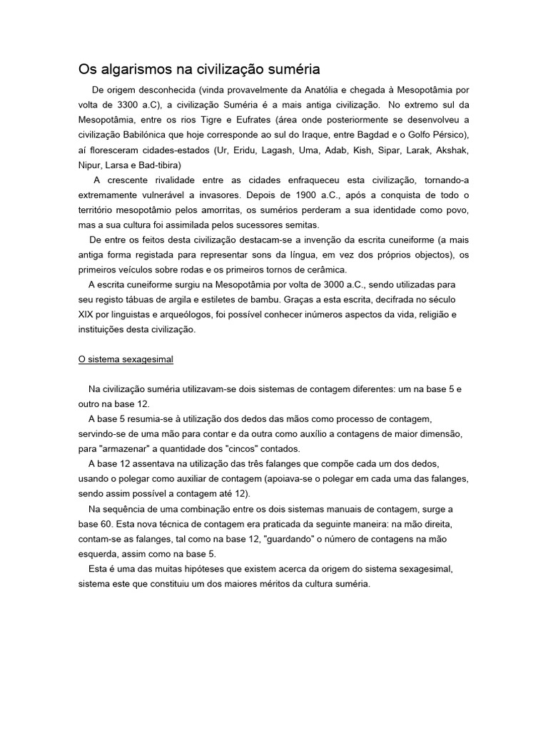 Sumérios: Números e Arquitetura | PDF | Suméria | Mesopotâmia