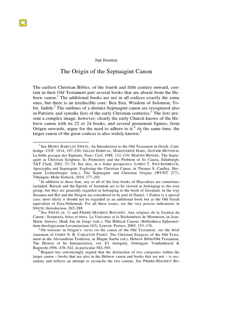 Understanding the Septuagint Canon Origins | PDF | Septuagint ...