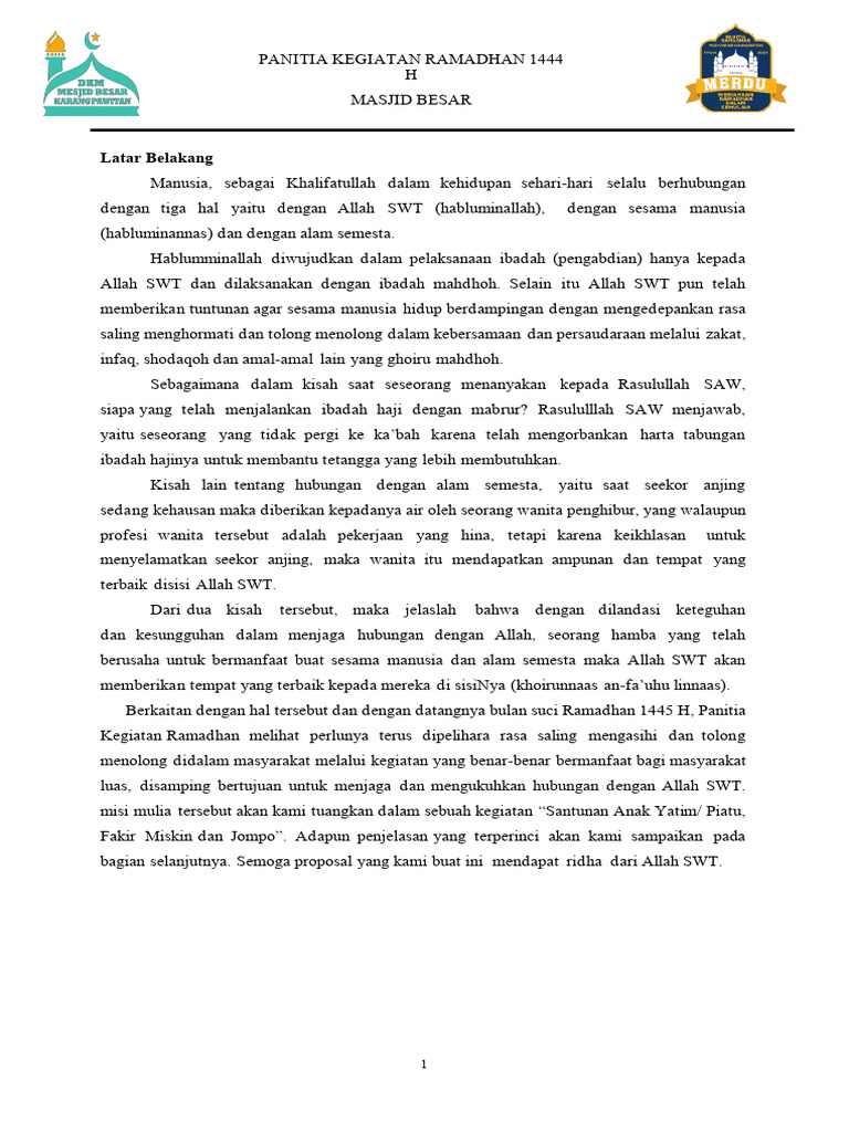 Santunan Ramadhan untuk Yatim dan Jompo | PDF