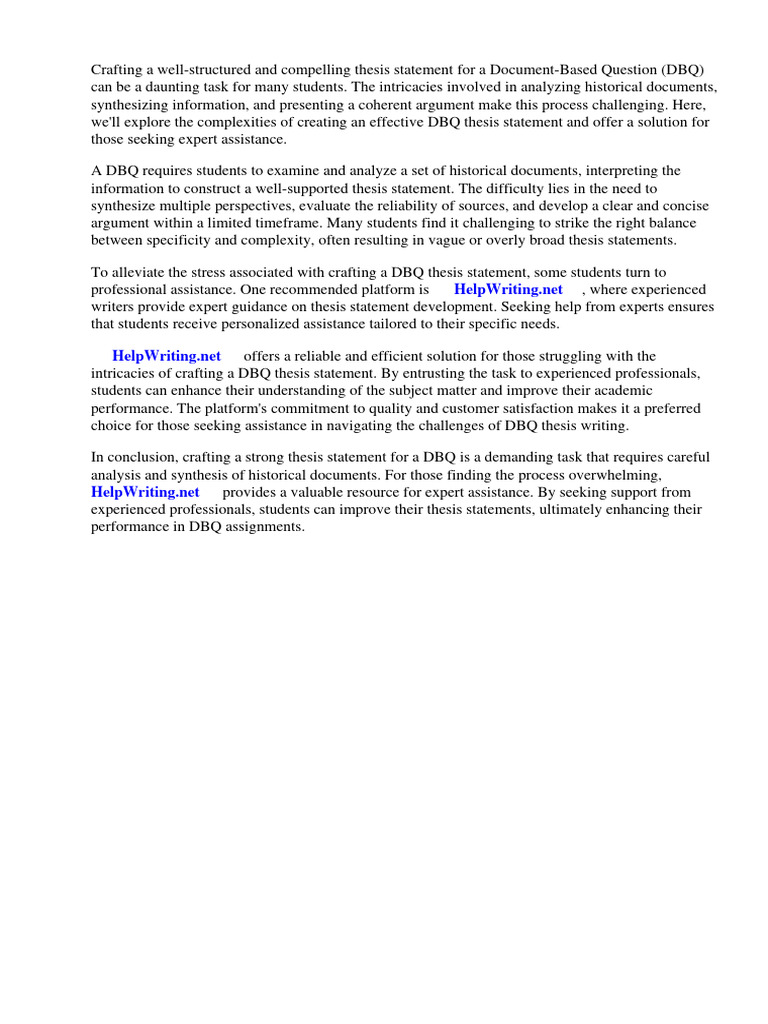 How To Make A Good Thesis Statement For A DBQ | PDF