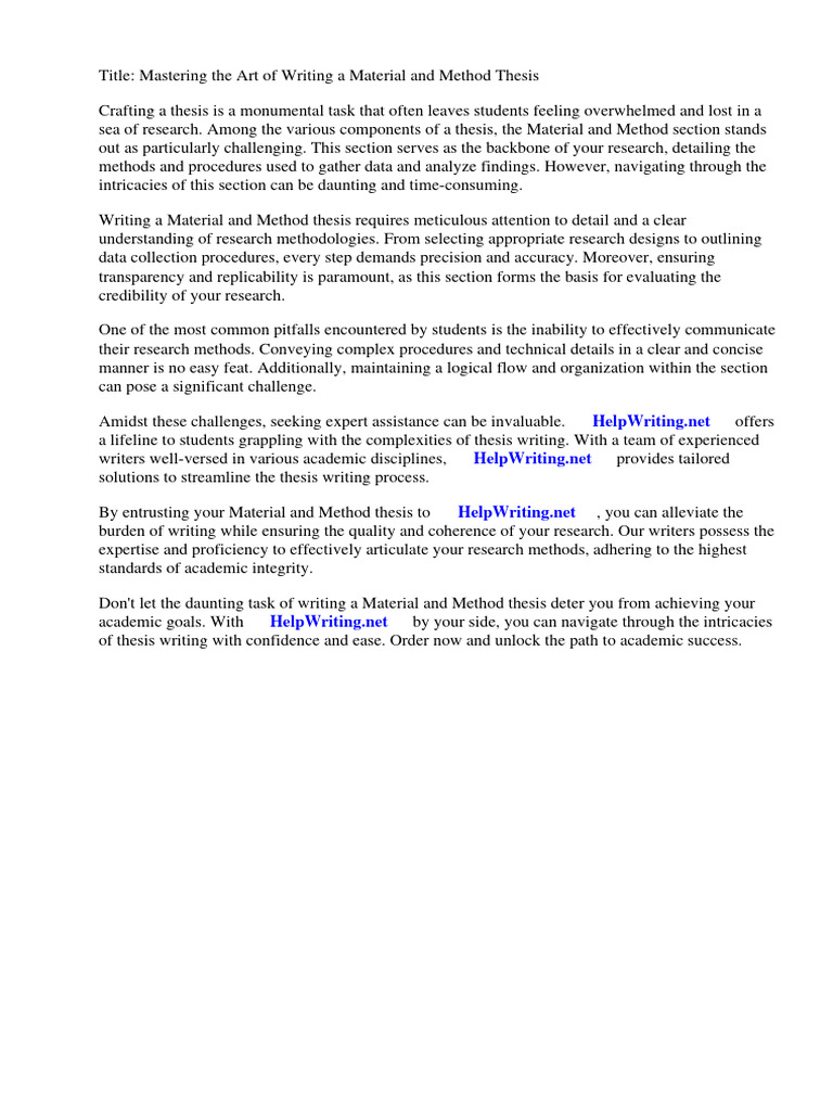 How To Write Material and Method Thesis | PDF | Scientific Method ...